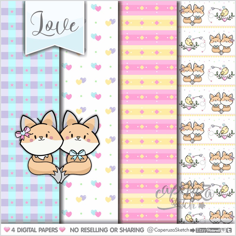 Fox Digital Papers Fox Patterns COMMERCIAL USE - Etsy