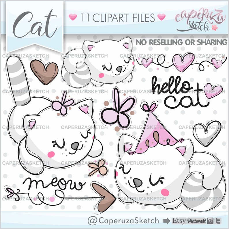 Cat Clipart Cat Graphics Kitten Clipart COMMERCIAL USE Cat - Etsy