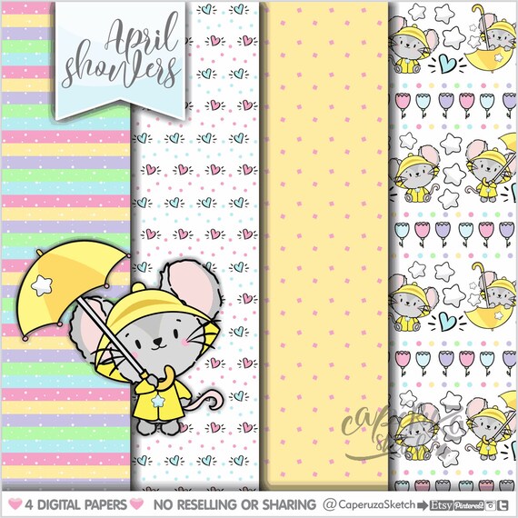 April Showers Pattern Rain Showers COMMERCIAL USE Mouse - Etsy