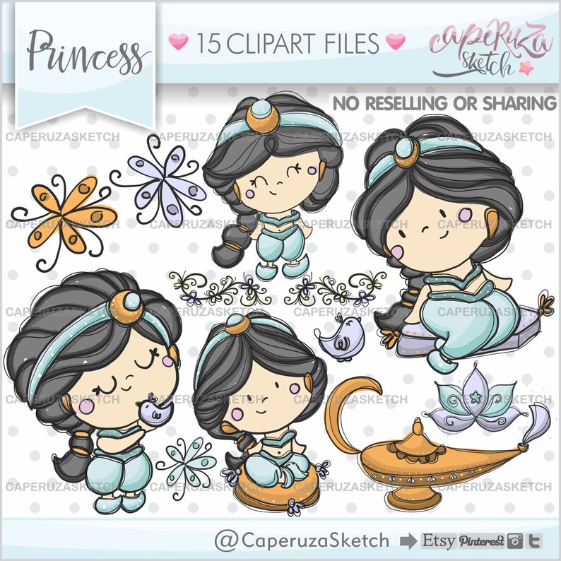 Princess Clip Art COMMERCIAL USE Lamp Clipart Princesses - Etsy
