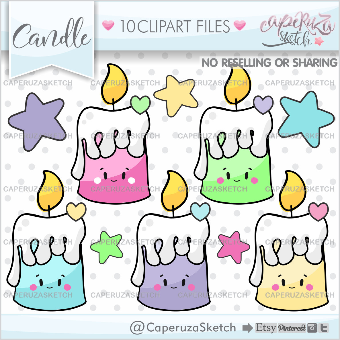 Candle Clipart Candle Graphics COMMERCIAL USE Hand Drawn | Etsy