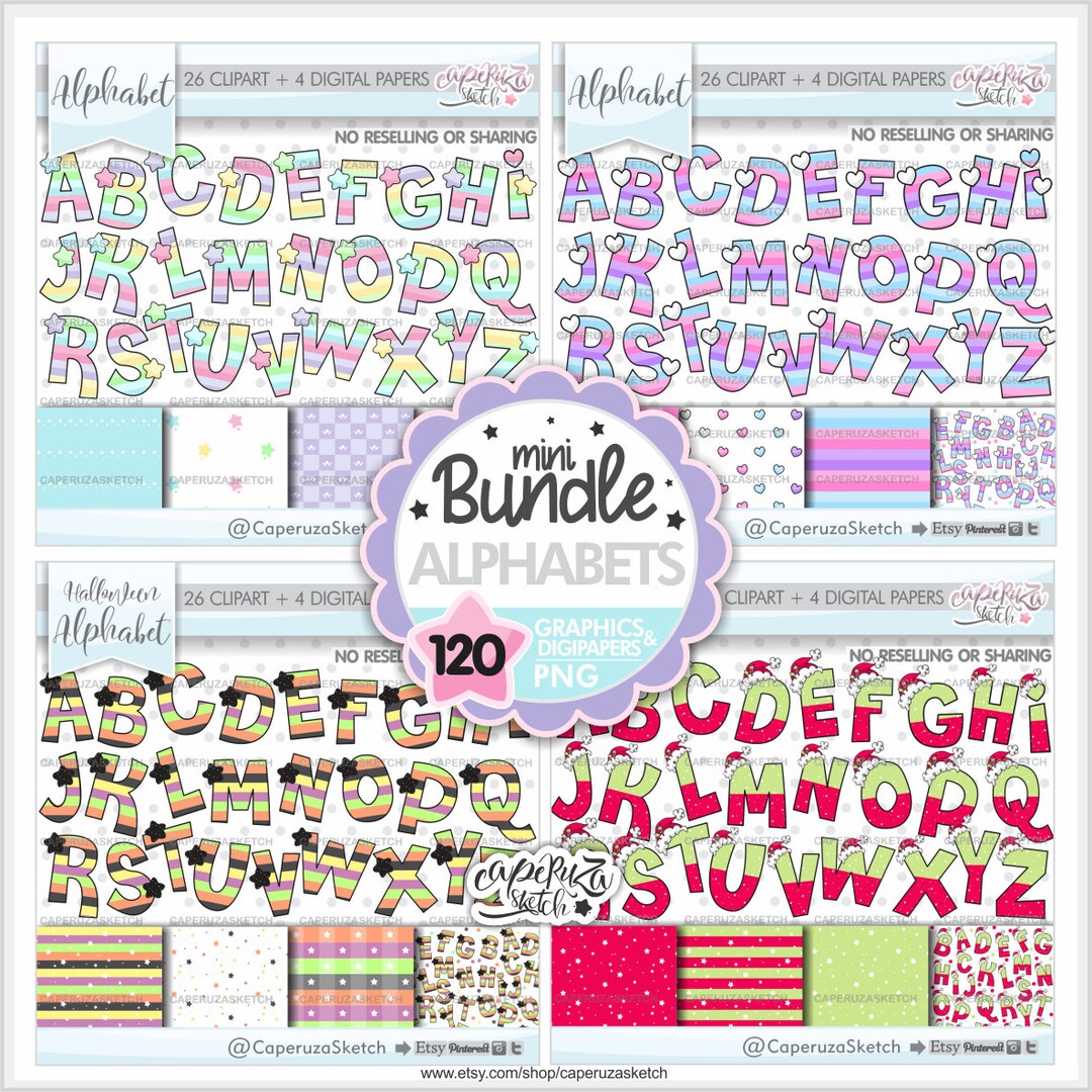Alphabet Clipart, Bundle, 50%OFF, Alphabet PNG, Alphabet Letters ...