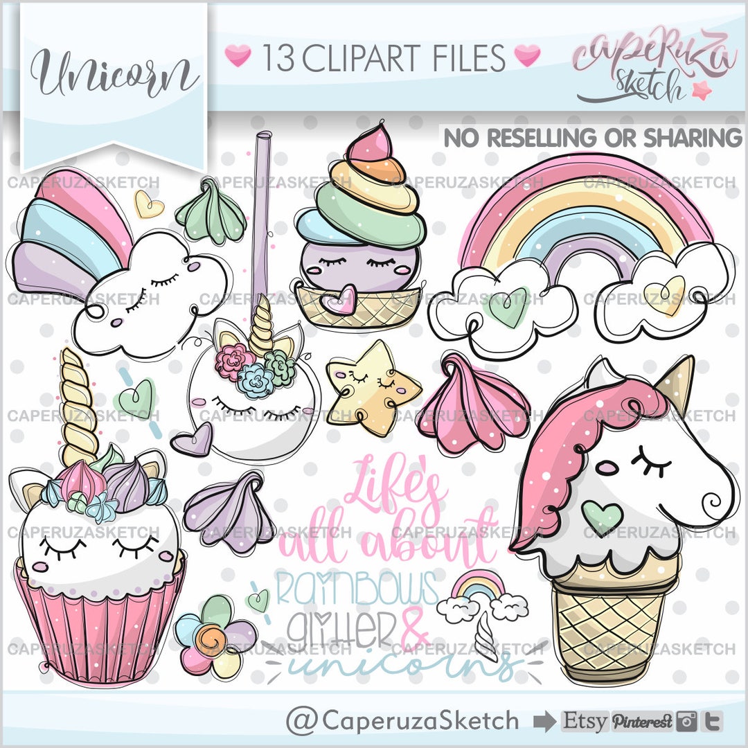 Unicorn Clipart, Unicorn Graphics, COMMERCIAL USE, Life is All About ...