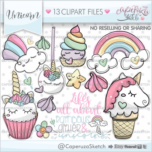 Unicorn Clipart Unicorn Graphics COMMERCIAL USE Unicorn - Etsy