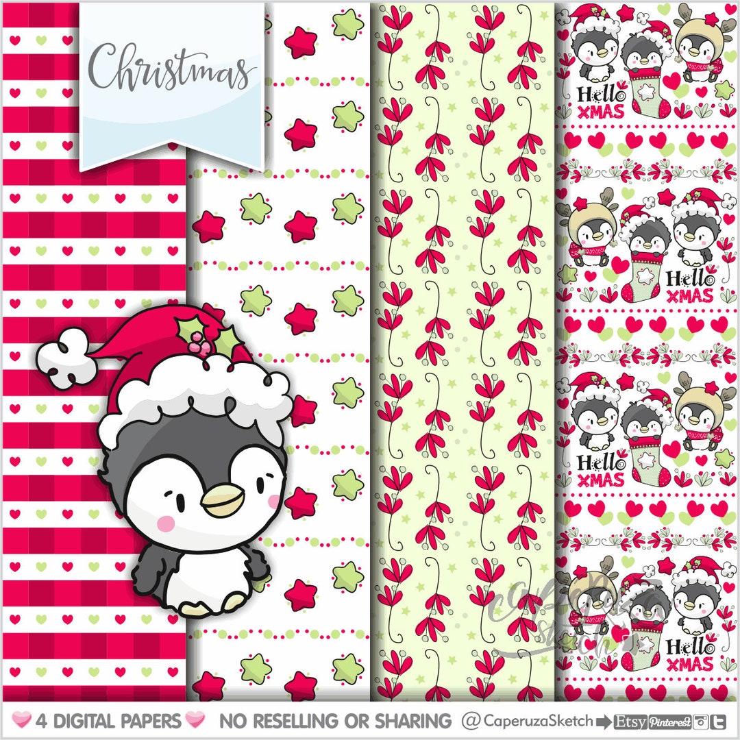 Christmas Digital Papers, Christmas Pattern, COMMERCIAL USE, Christmas ...