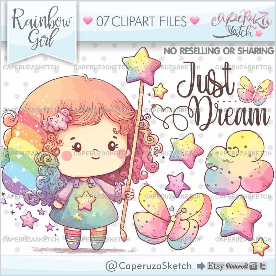 Rainbow Girl Clipart Watercolor Rainbow Rainbow Girl PNG - Etsy