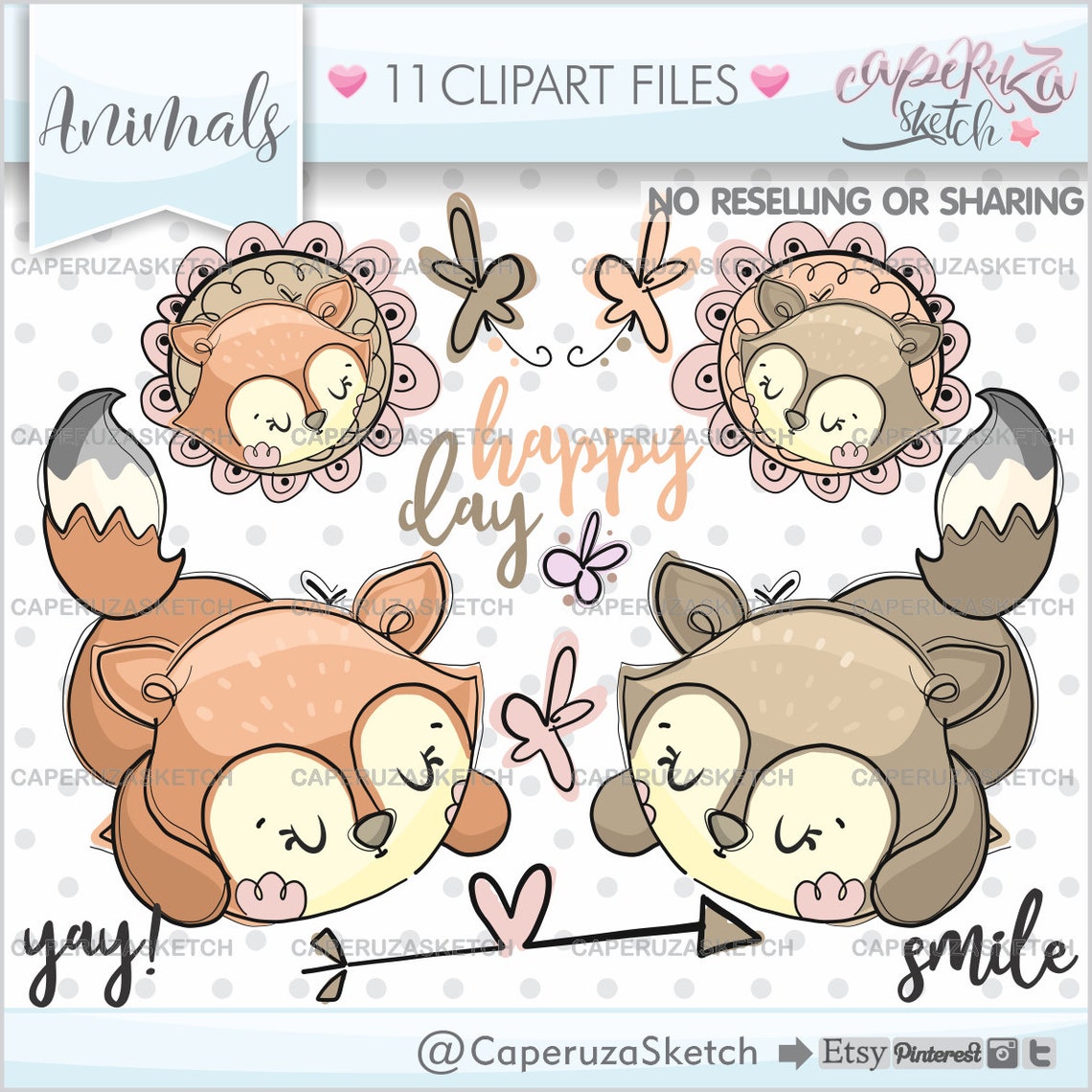 Fox Clipart Fox Graphics Woodland Clipart COMMERCIAL USE | Etsy