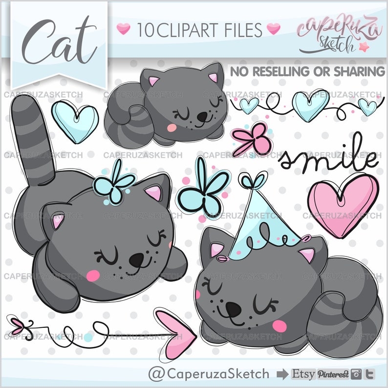Cat Clipart Cat Graphics Kitten Clipart COMMERCIAL USE - Etsy