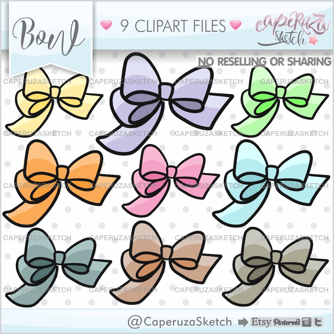 Bow Clipart, Bow Graphics, COMMERCIAL USE, Gift Bow Clipart, Spotty Bow ...