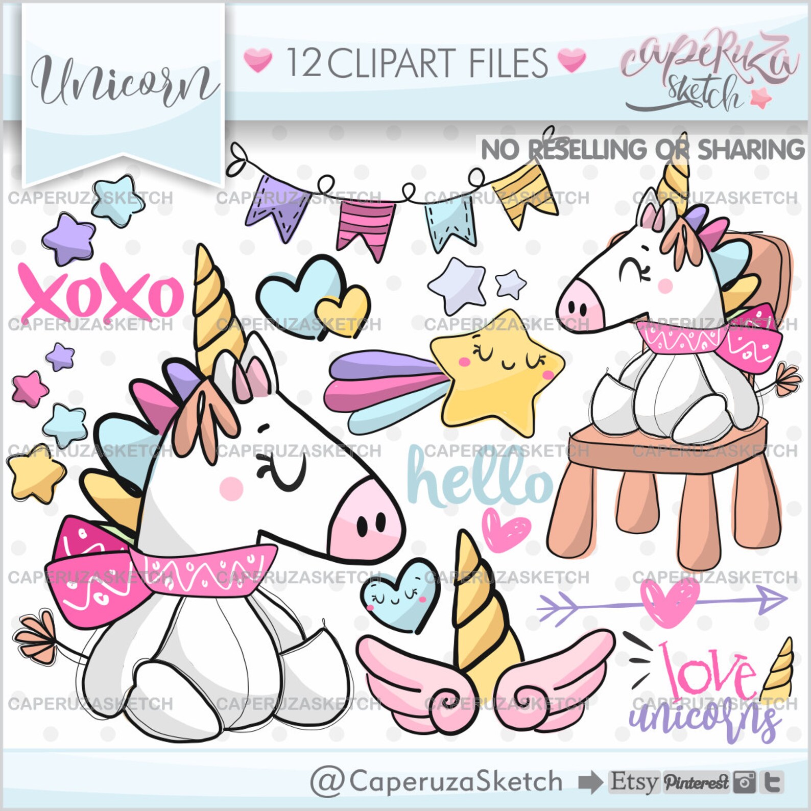 Unicorn Clipart Unicorn Graphics Love Unicorns COMMERCIAL - Etsy