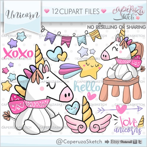 Unicorn Clipart Unicorn Graphics Love Unicorns COMMERCIAL - Etsy