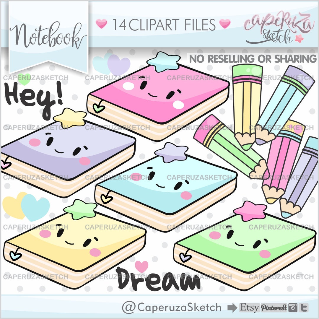 Notebooks Clipart, School Clipart, COMMERCIAL USE, Color Pencil Clipart ...