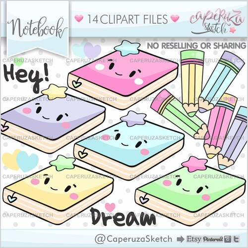 Notebooks Clipart School Clipart COMMERCIAL USE Color - Etsy