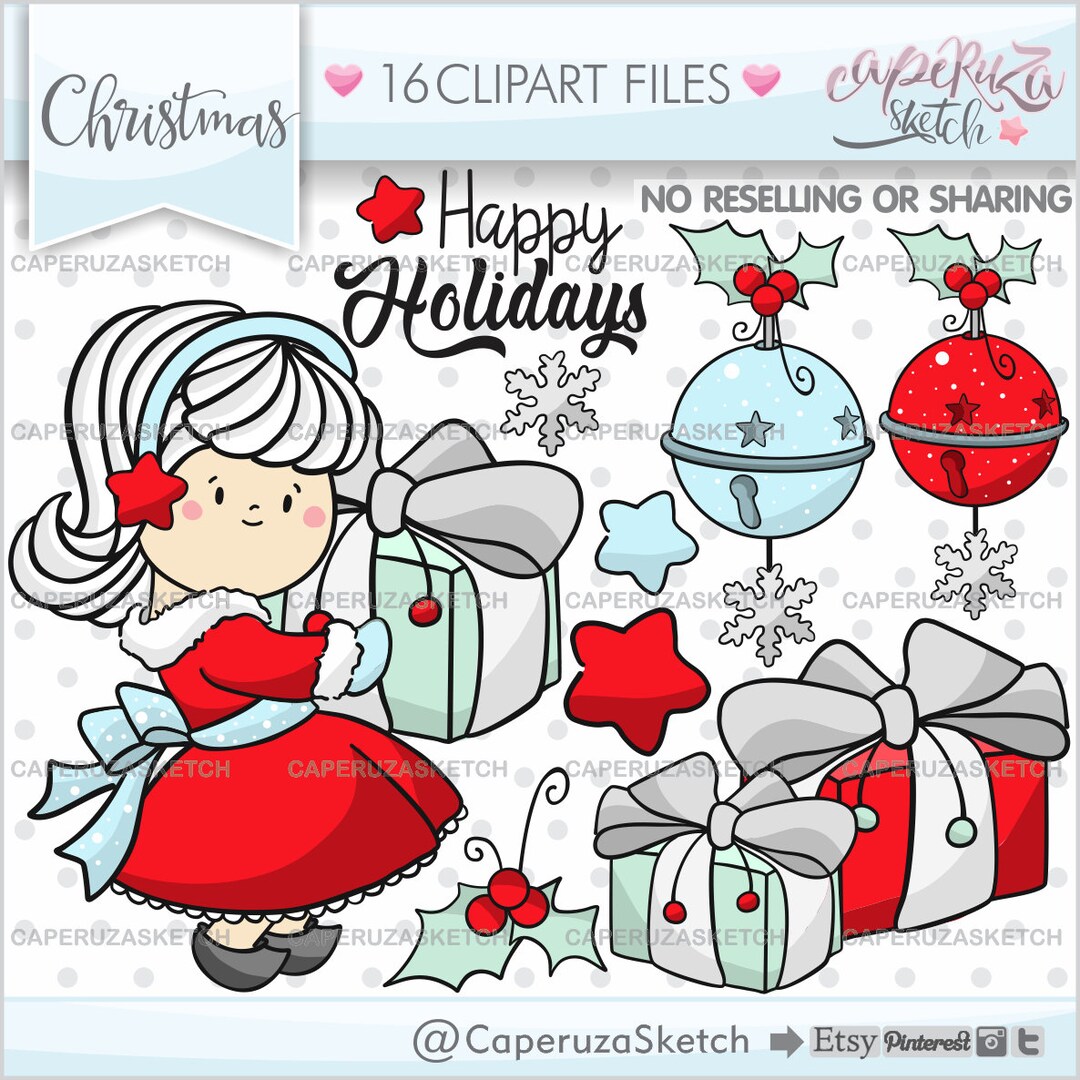 Christmas Girl Clipart, Christmas Clip Art, COMMERCIAL USE, Christmas ...