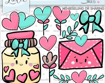 Valentine's Day Clipart Love Clipart COMMERCIAL USE | Etsy
