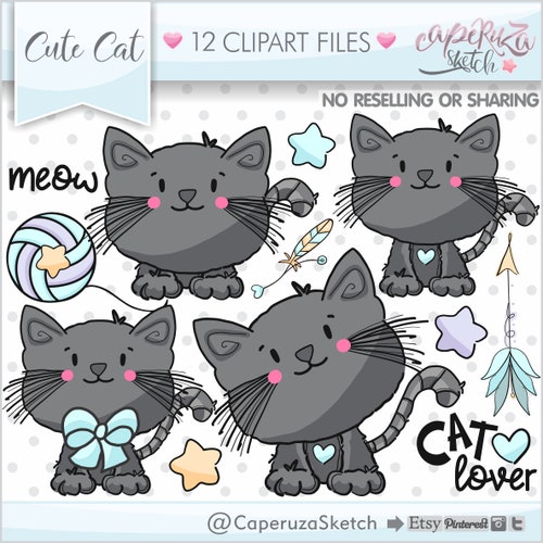 Cat Clip Art Cat Graphics Animal Clipart COMMERCIAL USE - Etsy