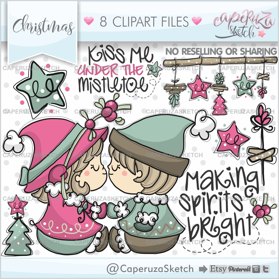 Christmas Clip Art Christmas Graphic Holiday Clip Art | Etsy