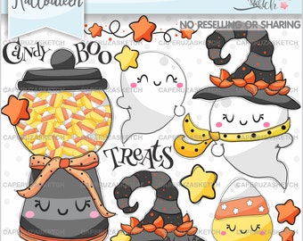 Halloween Clipart / Cute Pumpkins Clipart / Ghost Illustration ...