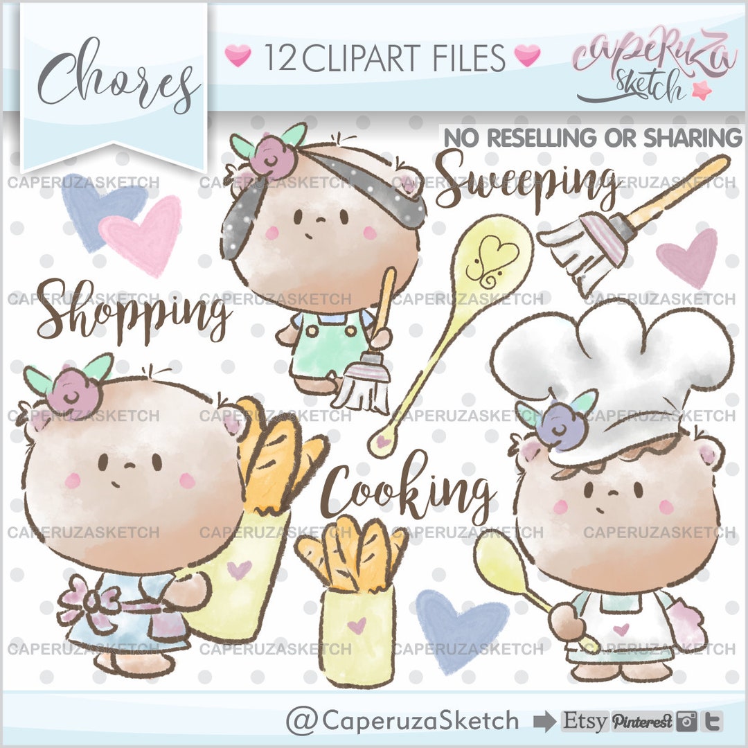 Chef Clipart, Chore Clipart, Clean up Clipart, COMMERCIAL USE, Clean up ...