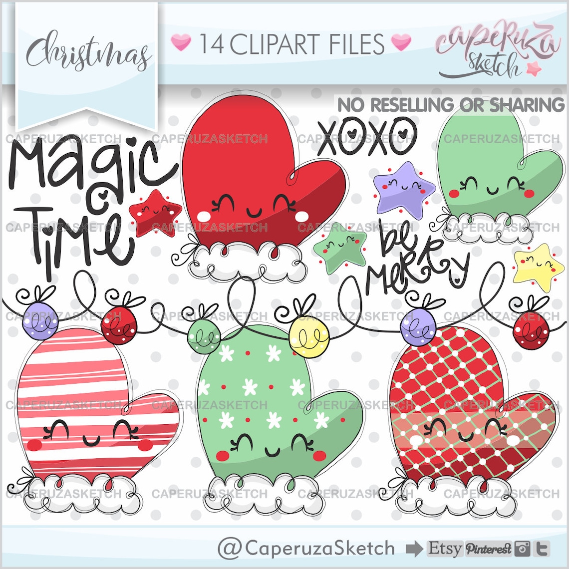 Christmas Gloves Clipart Christmas Gloves Graphic Christmas - Etsy