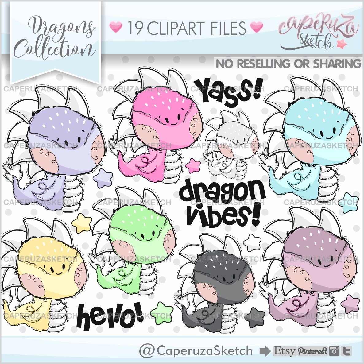 Dragon Clipart Dragon Graphics COMMERCIAL USE Dragons - Etsy
