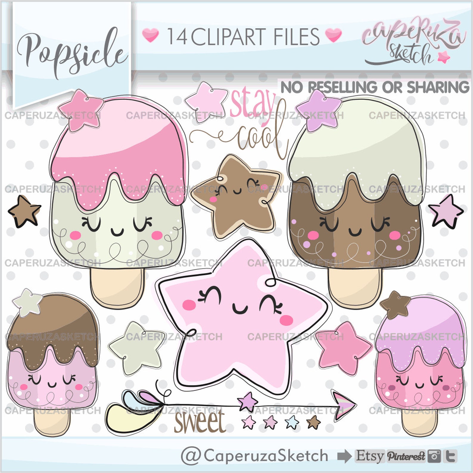 Popsicle Clipart Popsicle Graphics Summer Clipart | Etsy