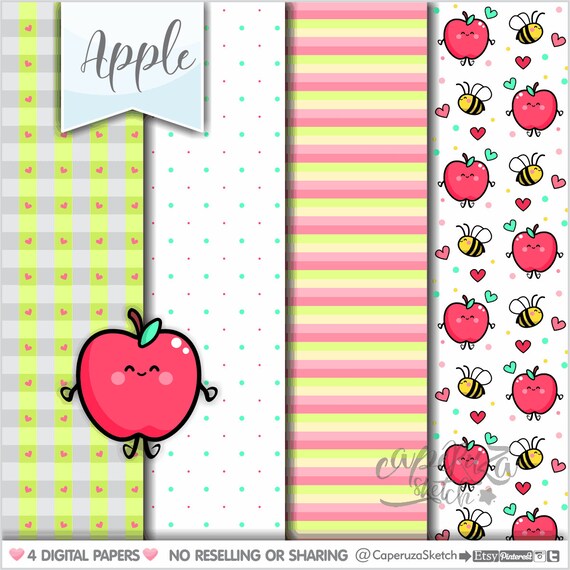 Apple Digital Papers Apple Patterns COMMERCIAL USE Fruit - Etsy