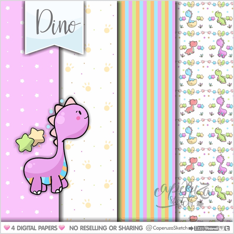 Dinosaur Digital Papers Dinosaur Patterns COMMERCIAL USE - Etsy