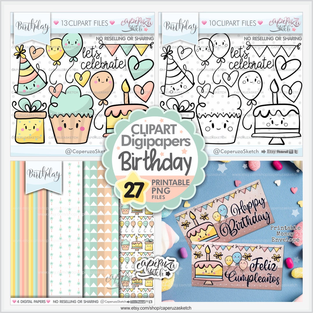 Birthday Clipart, Birthday Graphics, Happy Birthday Clipart, COMMERCIAL ...