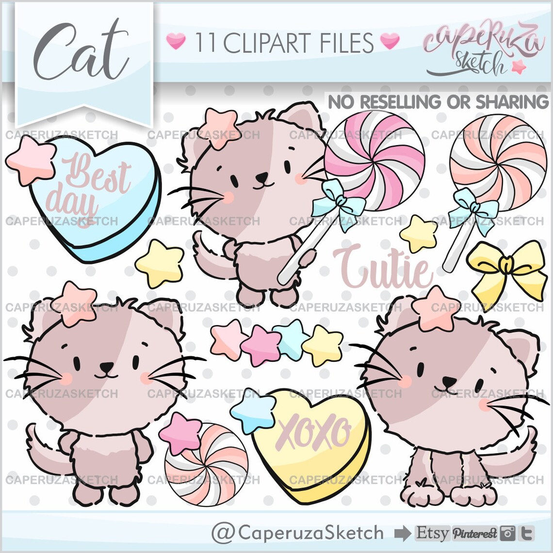 Cat Clip Art Cat Graphics Animal Clipart COMMERCIAL USE - Etsy