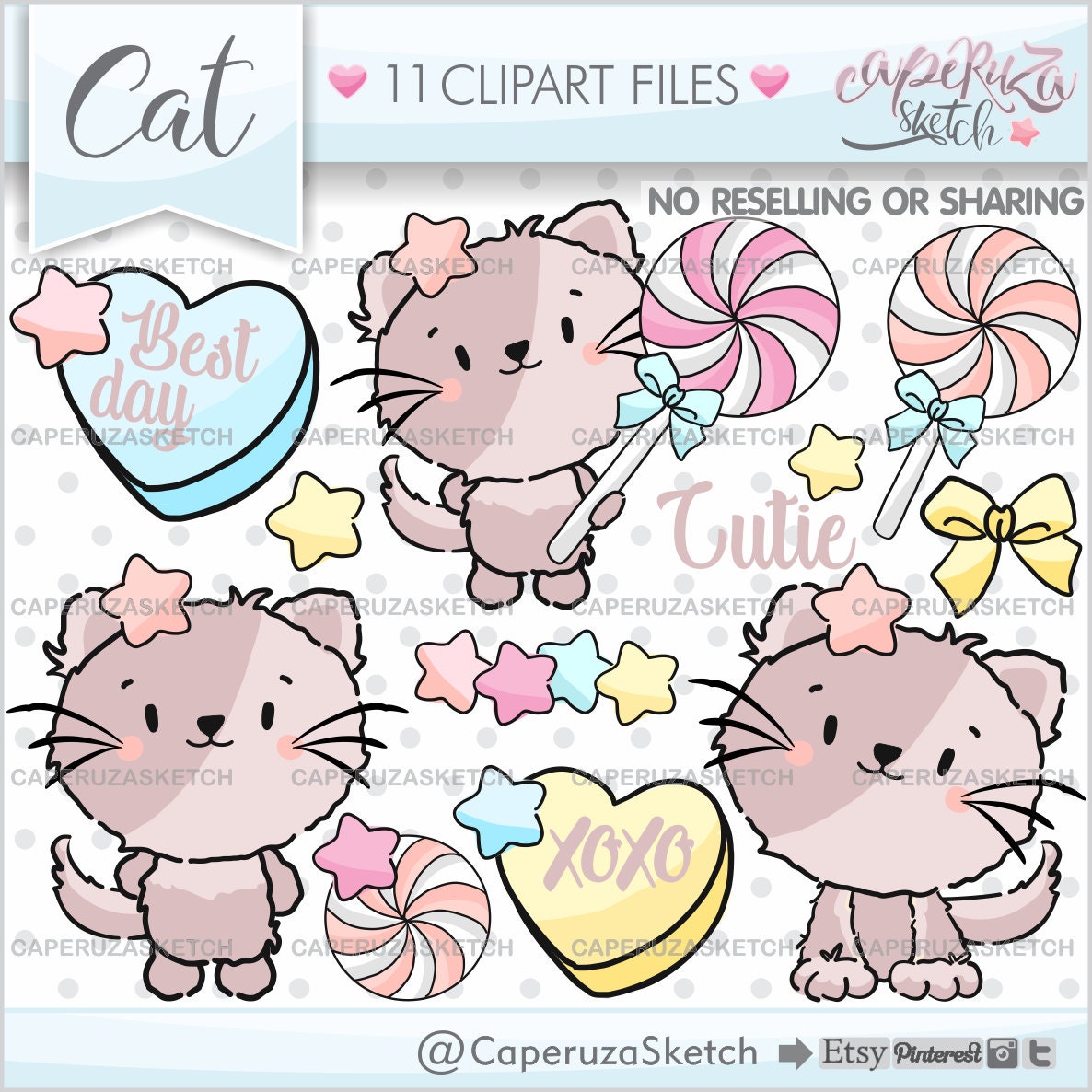 Cat Clip Art Cat Graphics Animal Clipart COMMERCIAL USE - Etsy