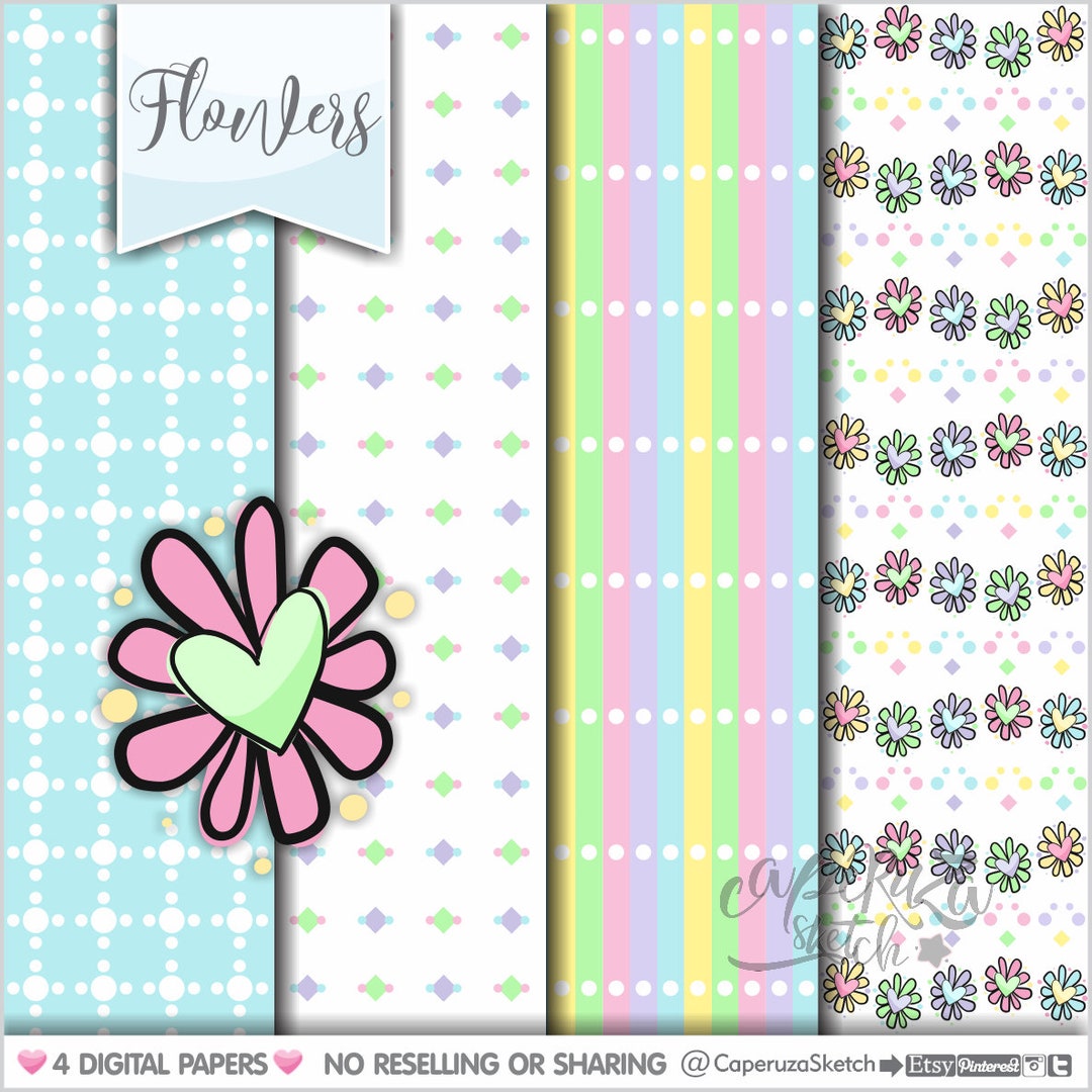 Spring Digital Paper, Spring Pattern, COMMERCIAL USE, Flowers Digital ...