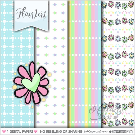 Spring Digital Paper Spring Pattern COMMERCIAL USE Flowers | Etsy