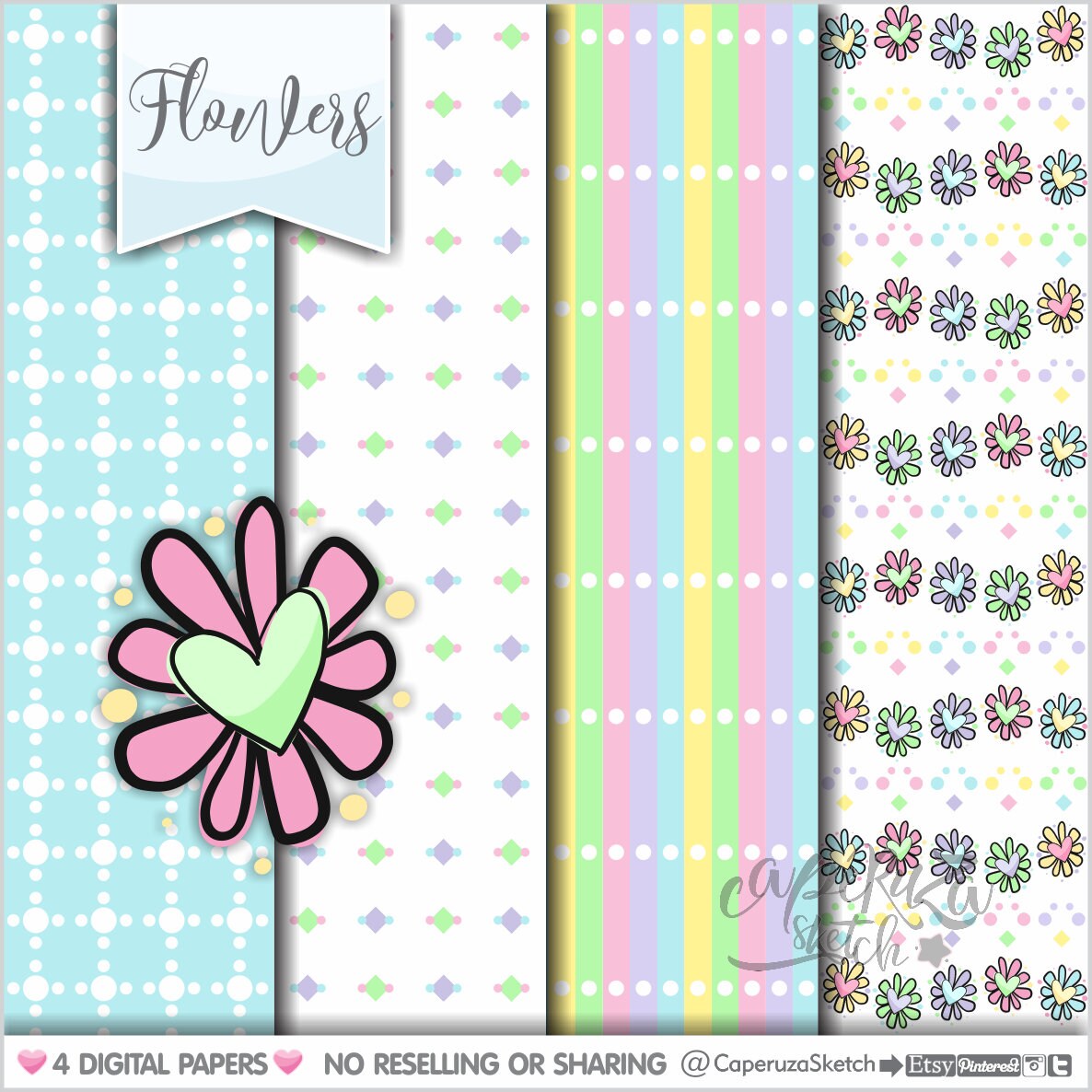 Spring Digital Paper Spring Pattern COMMERCIAL USE Flowers - Etsy