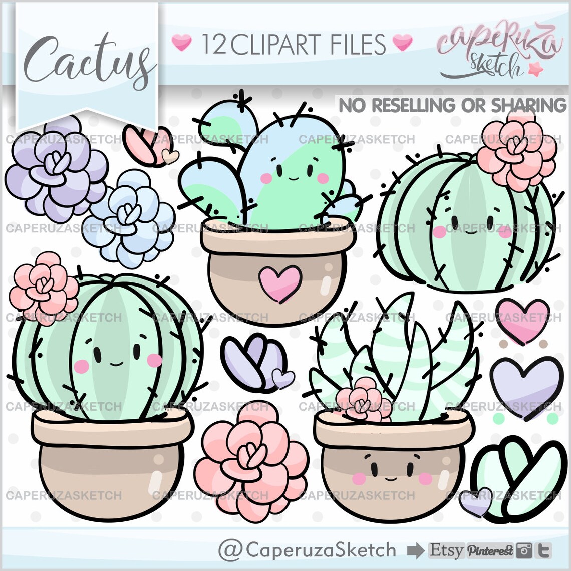 Cactus Clipart Cactus Graphics COMMERCIAL USE Mexico - Etsy