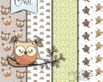Owl Digital Paper | Etsy
