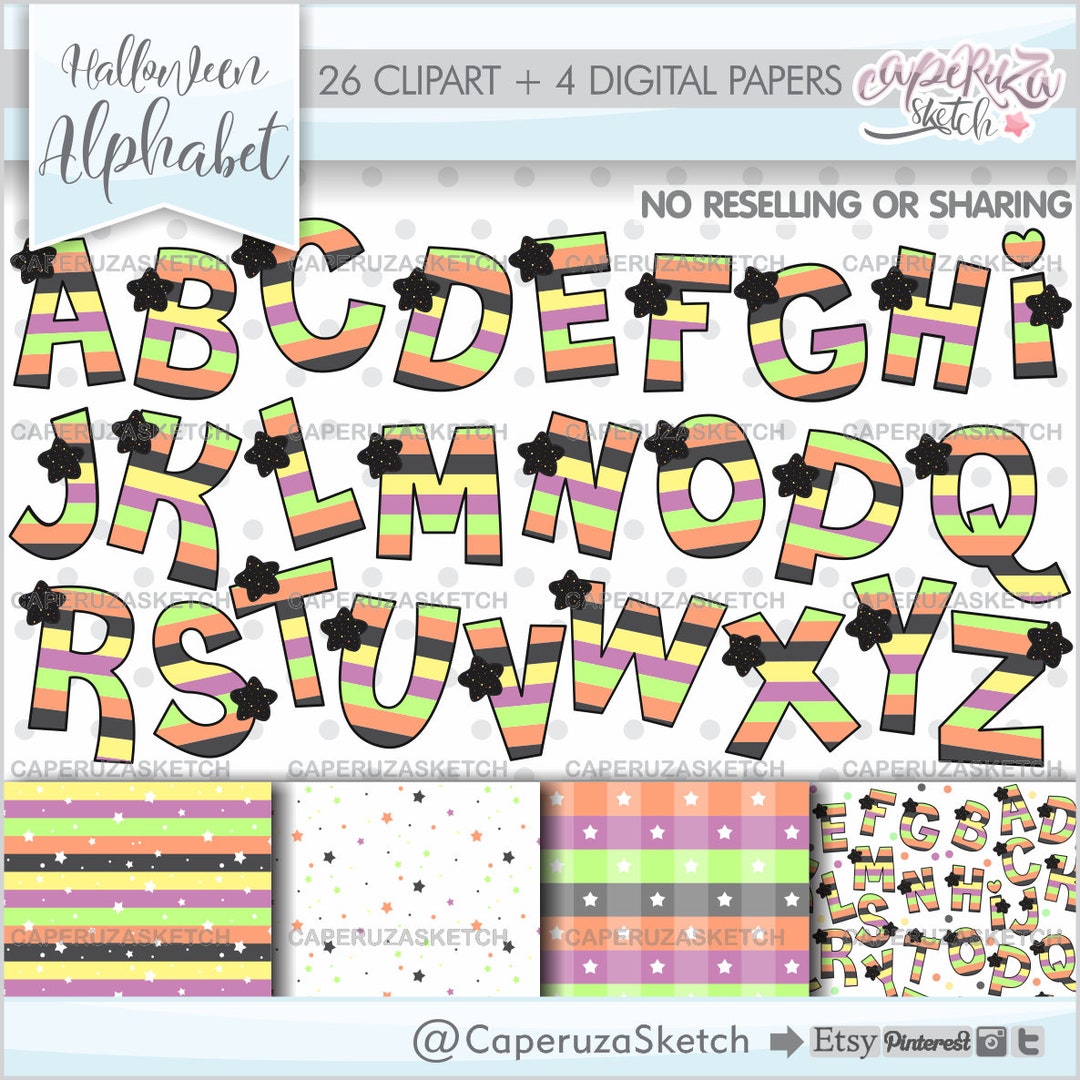 Halloween Alphabet Clipart, Alphabet PNG, Alphabet Letters Clipart ...