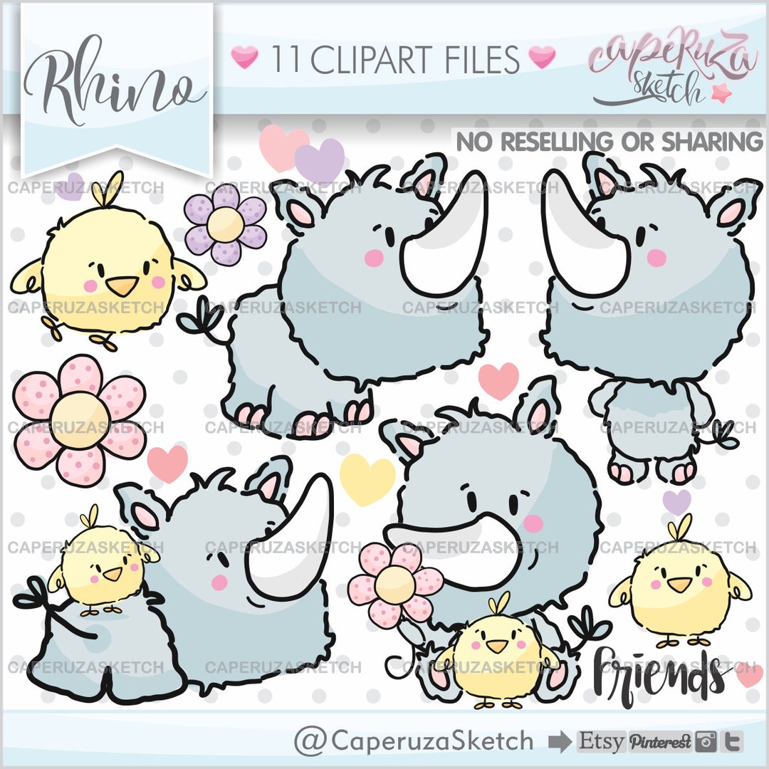 Rhino Clipart, Rhino Graphics, COMMERCIAL USE, Chicken Clipart, Chicken ...