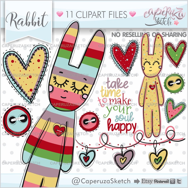 Rabbit Clipart Rabbit Graphic Bunny Clipart COMMERCIAL USE - Etsy