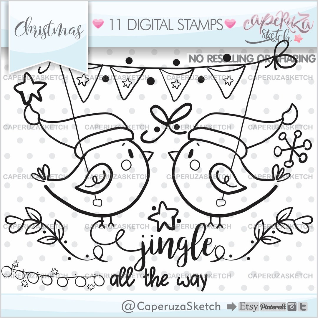 Christmas Birds Stamps, Birds Stamps, Christmas Stamps, COMMERCIAL USE ...