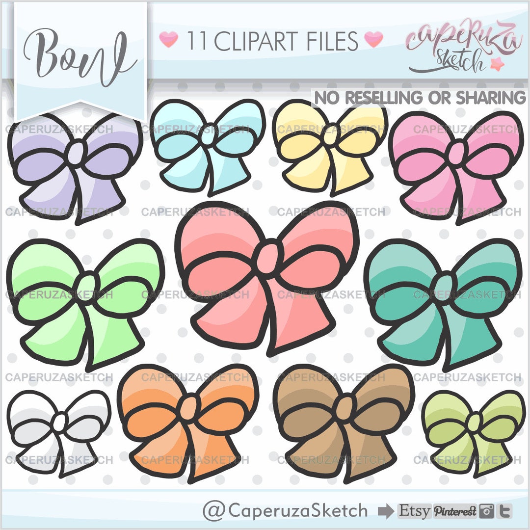 Bow Clipart, Bow Graphics, COMMERCIAL USE, Gift Bow Clipart, Spotty Bow ...