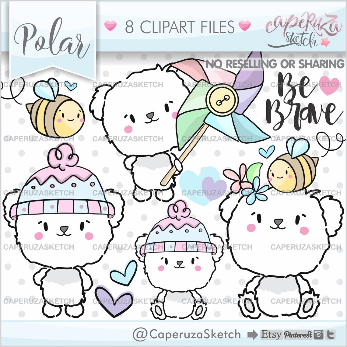 Bear Clipart Polar Bear Clipart Bear Graphics COMMERCIAL | Etsy
