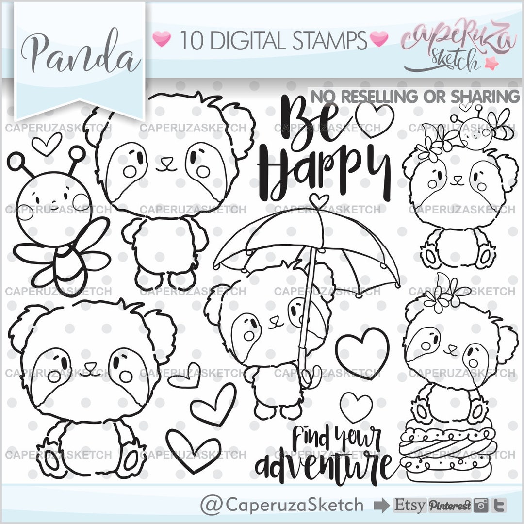 Panda Bear Stamps, Panda Stamps, Bear Stamps, COMMERCIAL USE, Animal ...
