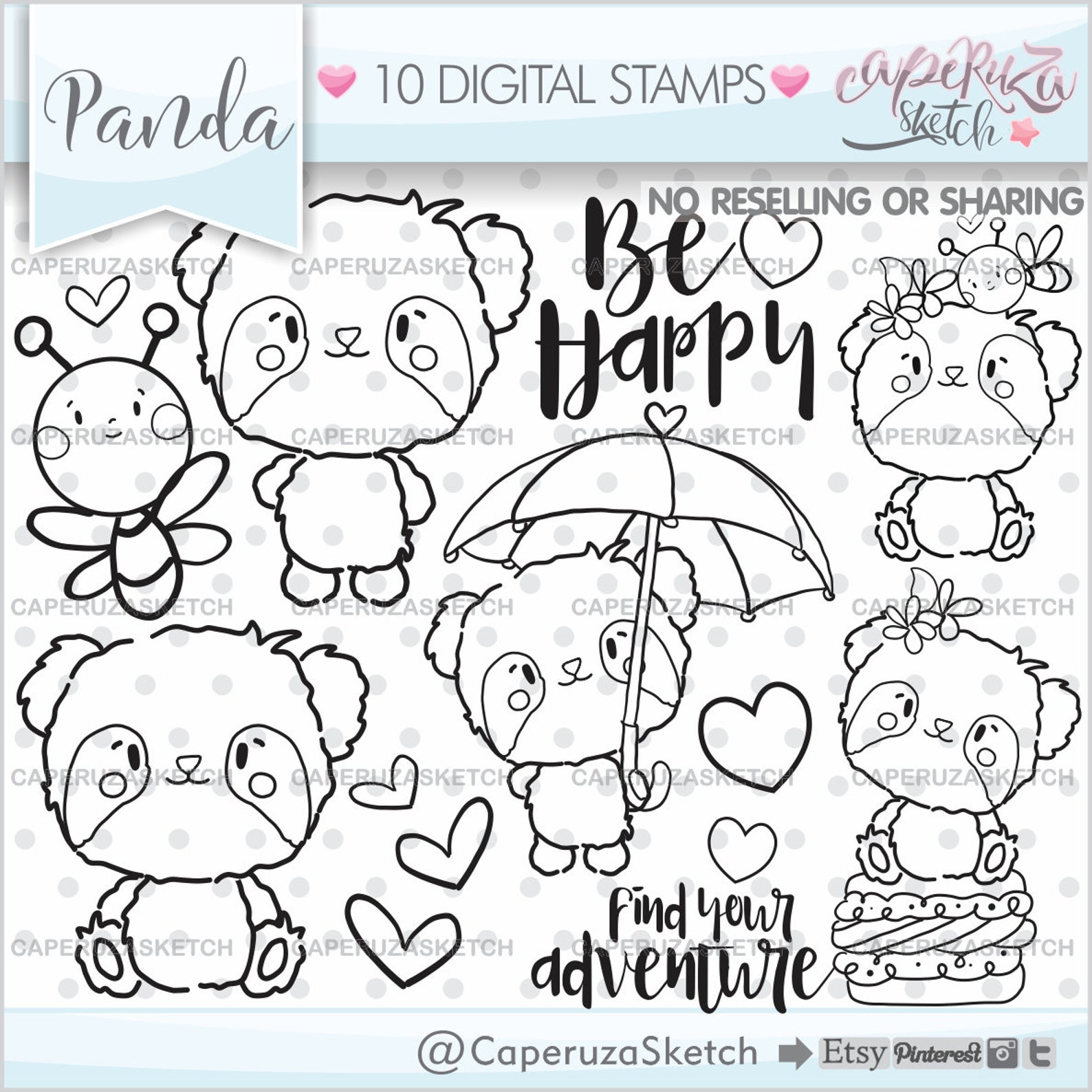 Panda Bear Stamps Panda Stamps Bear Stamps COMMERCIAL USE - Etsy