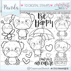 Panda Bear Stamps, Panda Stamps, Bear Stamps, COMMERCIAL USE, Animal ...