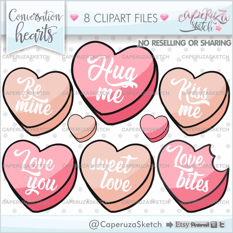 Candy Hearts Clipart Valentines Day Clipart COMMERCIAL USE - Etsy