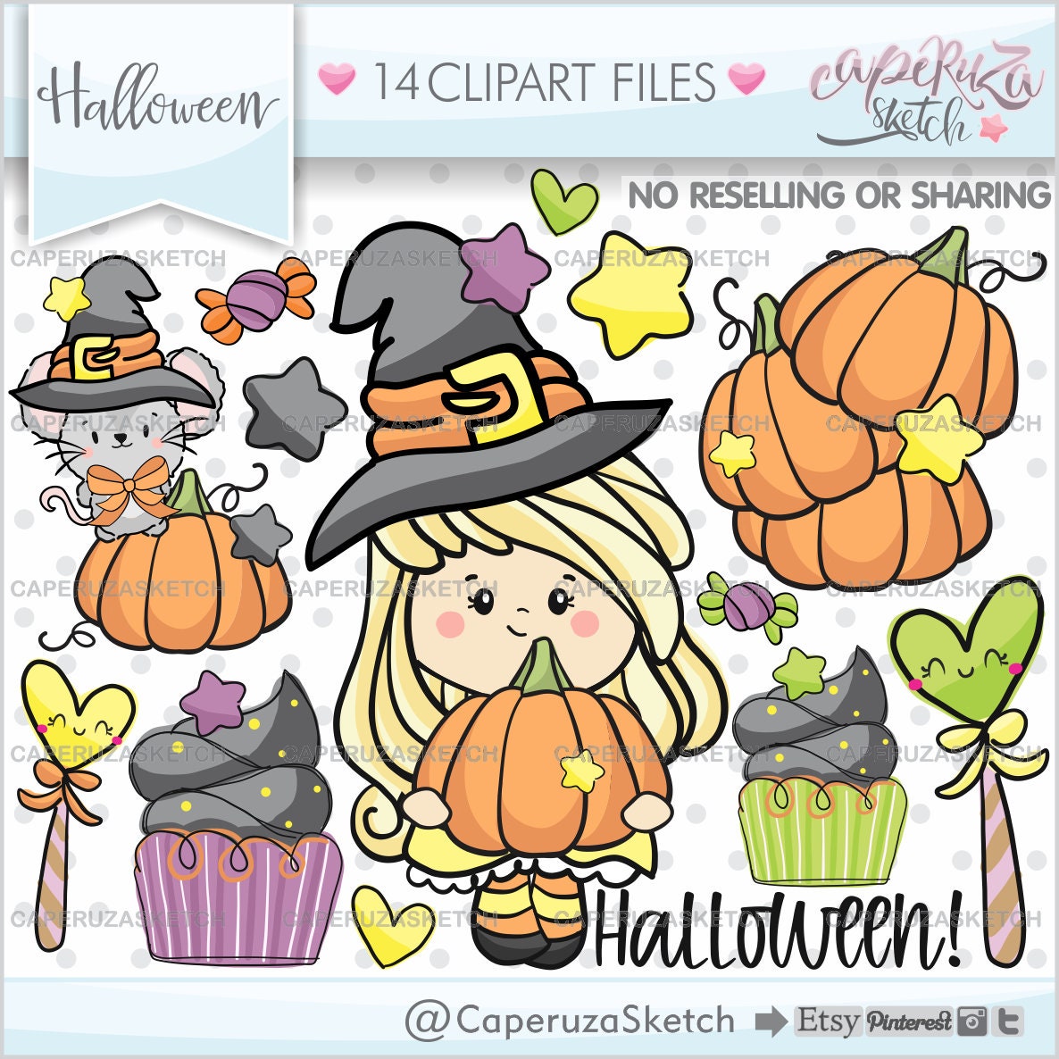 Halloween Clip Art Witch Clipart COMMERCIAL USE Halloween - Etsy