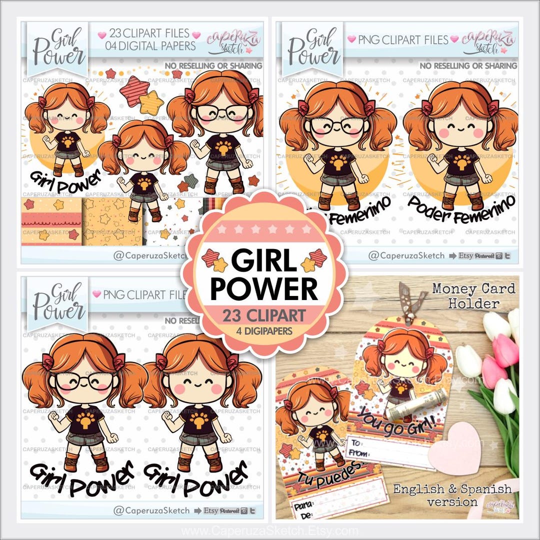 Girl Power Clipart, Strong Women Clipart, Girl Empowerment, Feminist ...