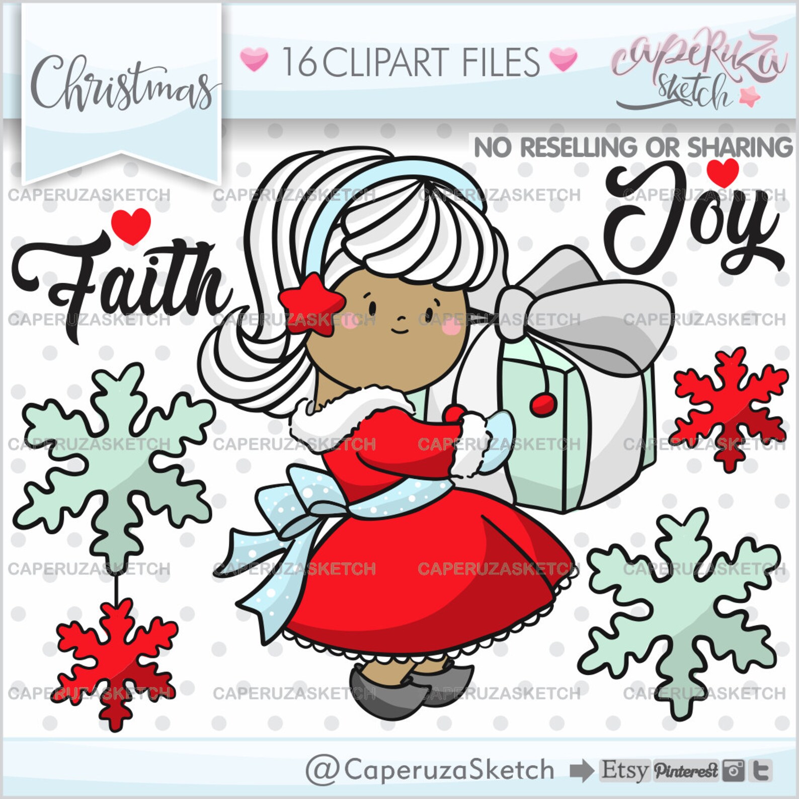 Christmas Girl Clipart Christmas Clip Art COMMERCIAL USE | Etsy