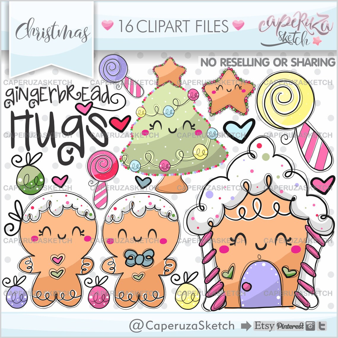 Gingerbread Clipart Gingerbread Graphics Christmas Clip Art - Etsy